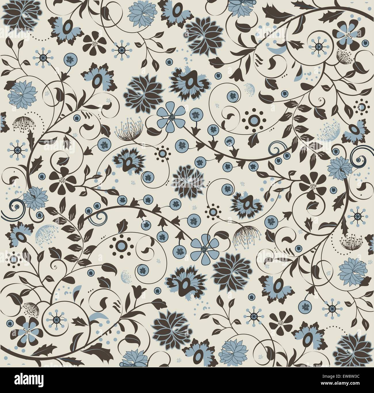 Vintage background with elegant retro abstract floral design, blue and ...