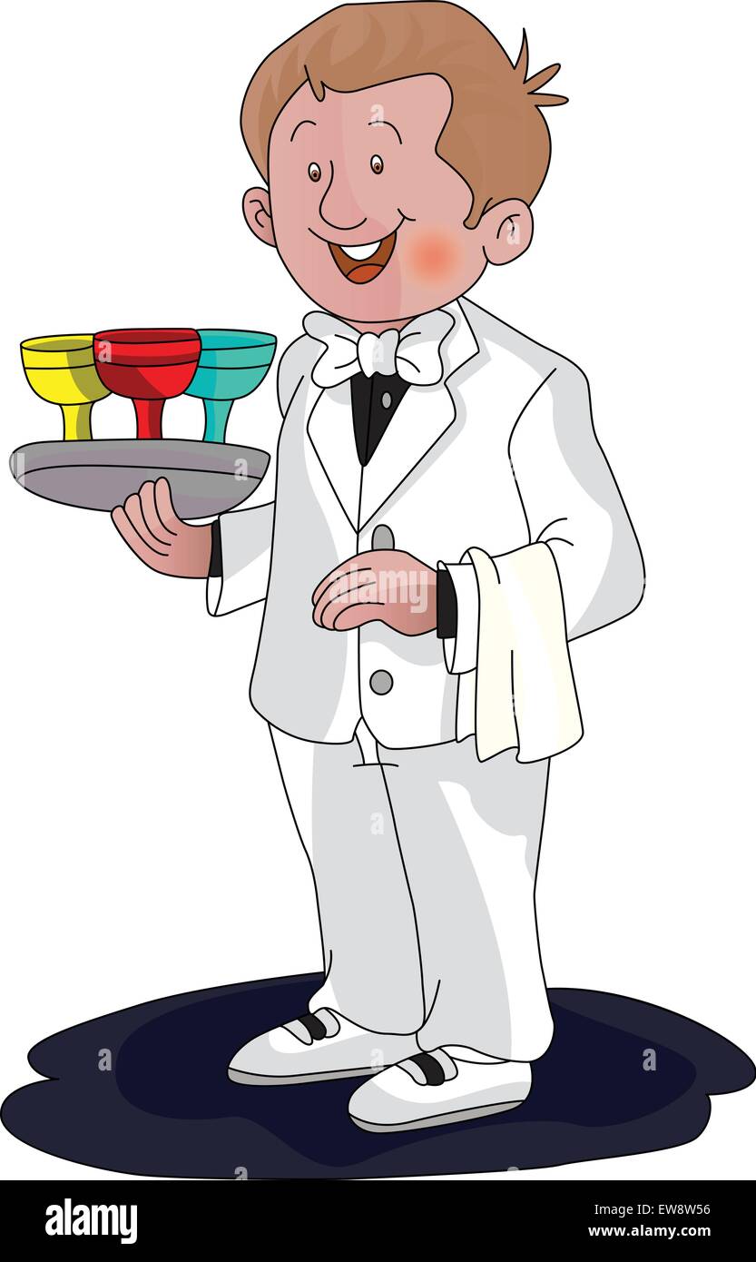 Happy waiter Stock Vector Images - Alamy