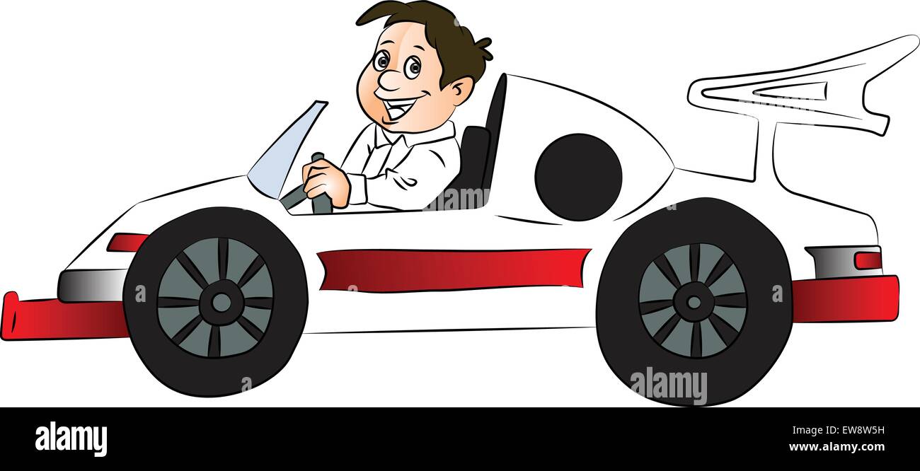 Vector illustration of happy young boy driving car Stock Vector Image ...