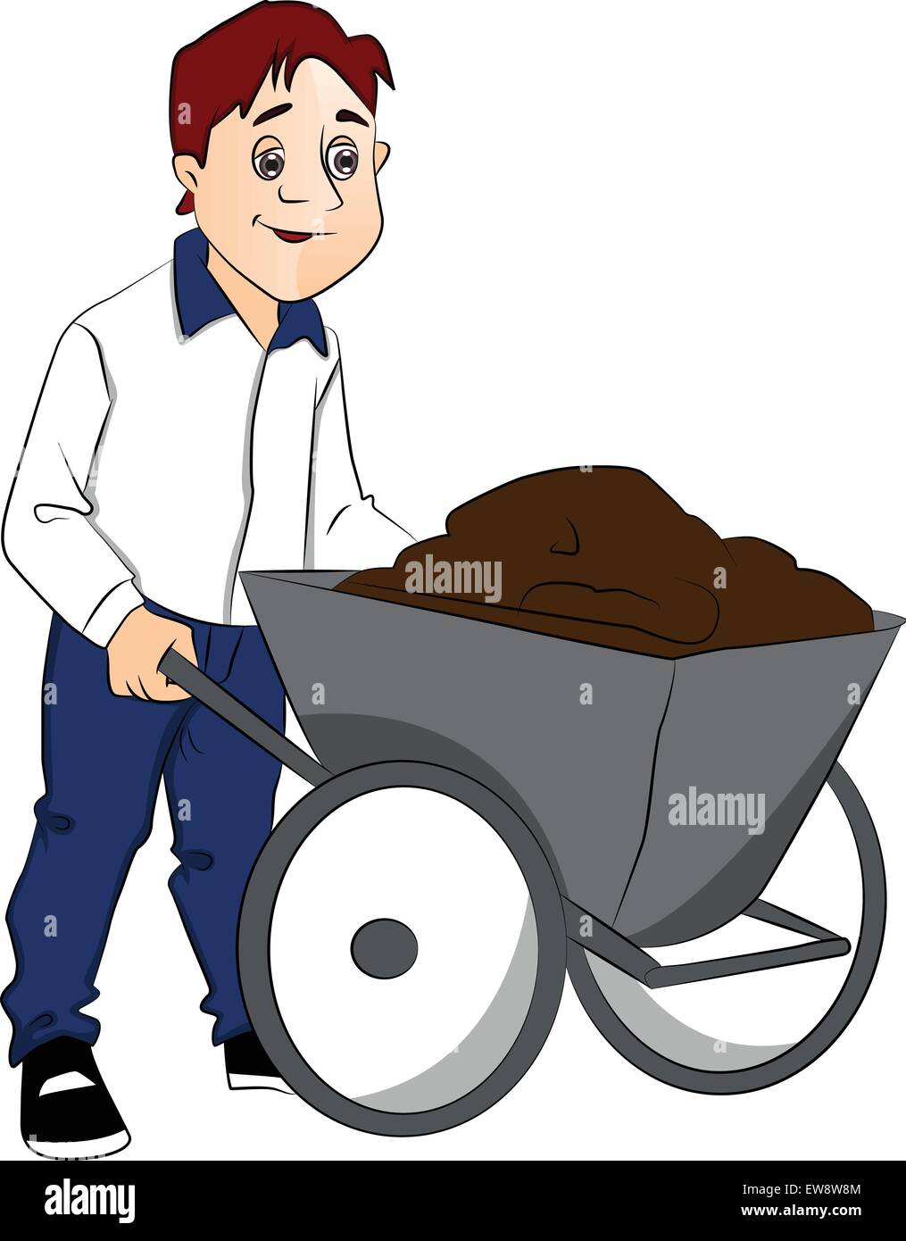 Vector illustration of man pushing cement in wheelbarrow Stock Vector ...