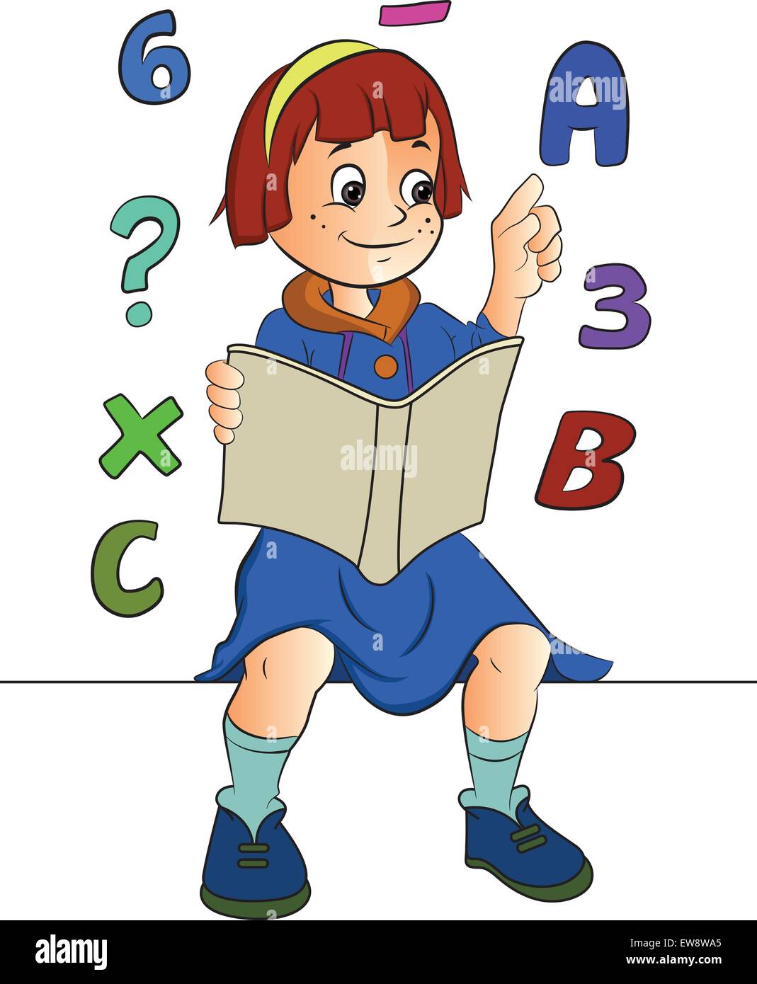 Girl Studying Math, vector illustration Stock Vector Image & Art - Alamy