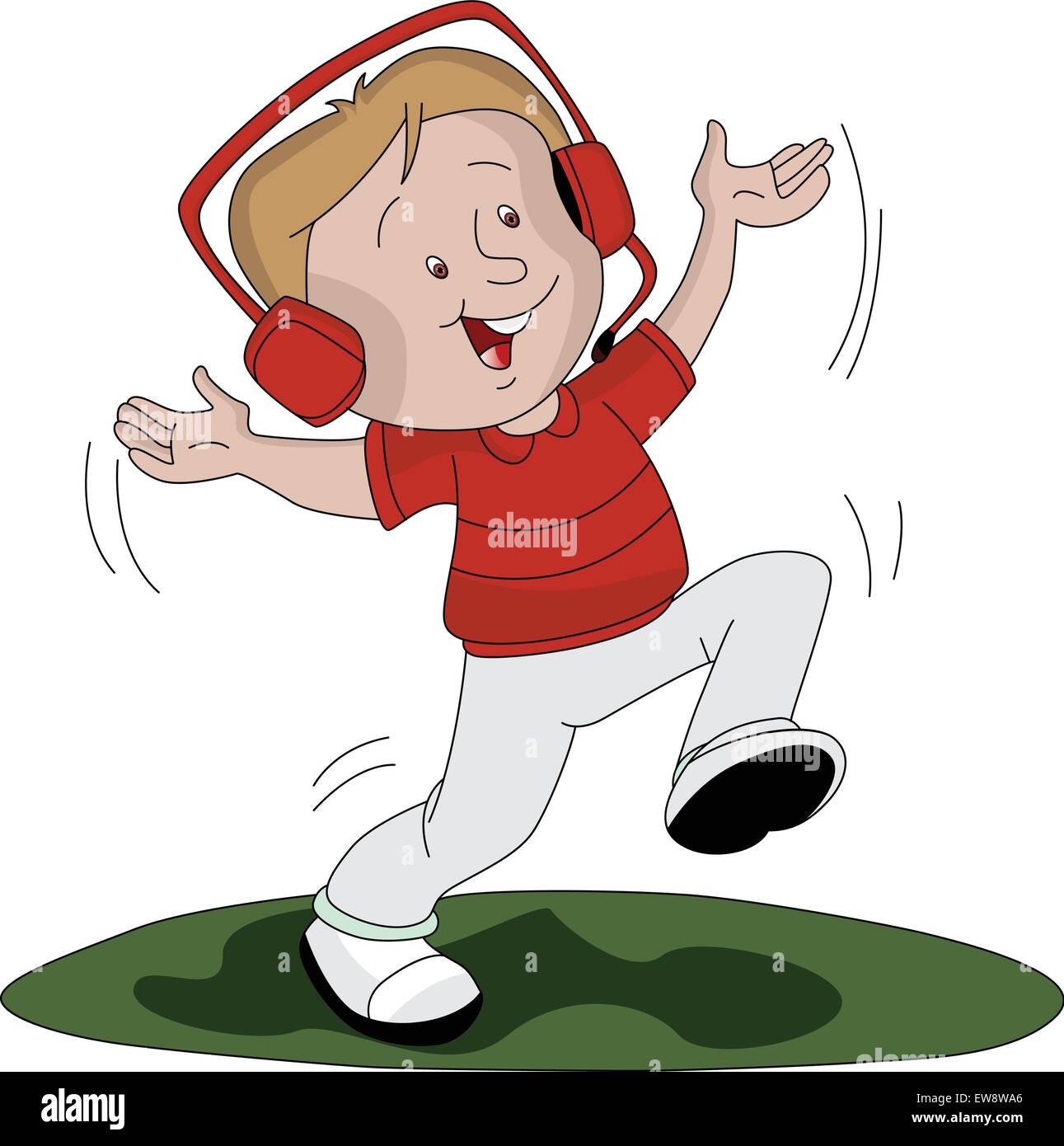 Cartoon Boy Listening To Music