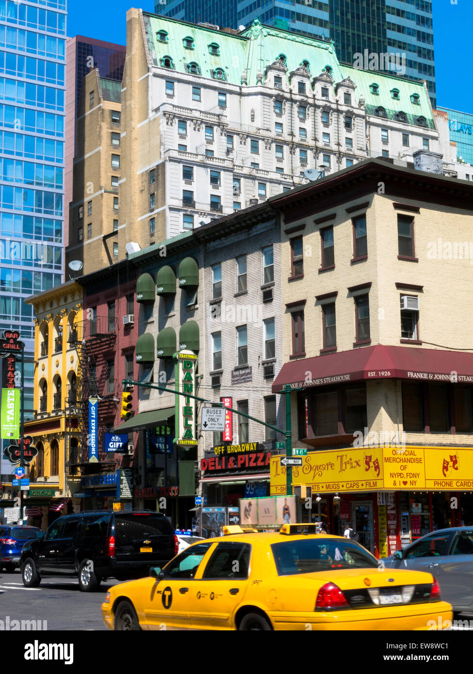 Restaurant Signage and Taxis, 8th Avenue and 45th Street, Times Square ...