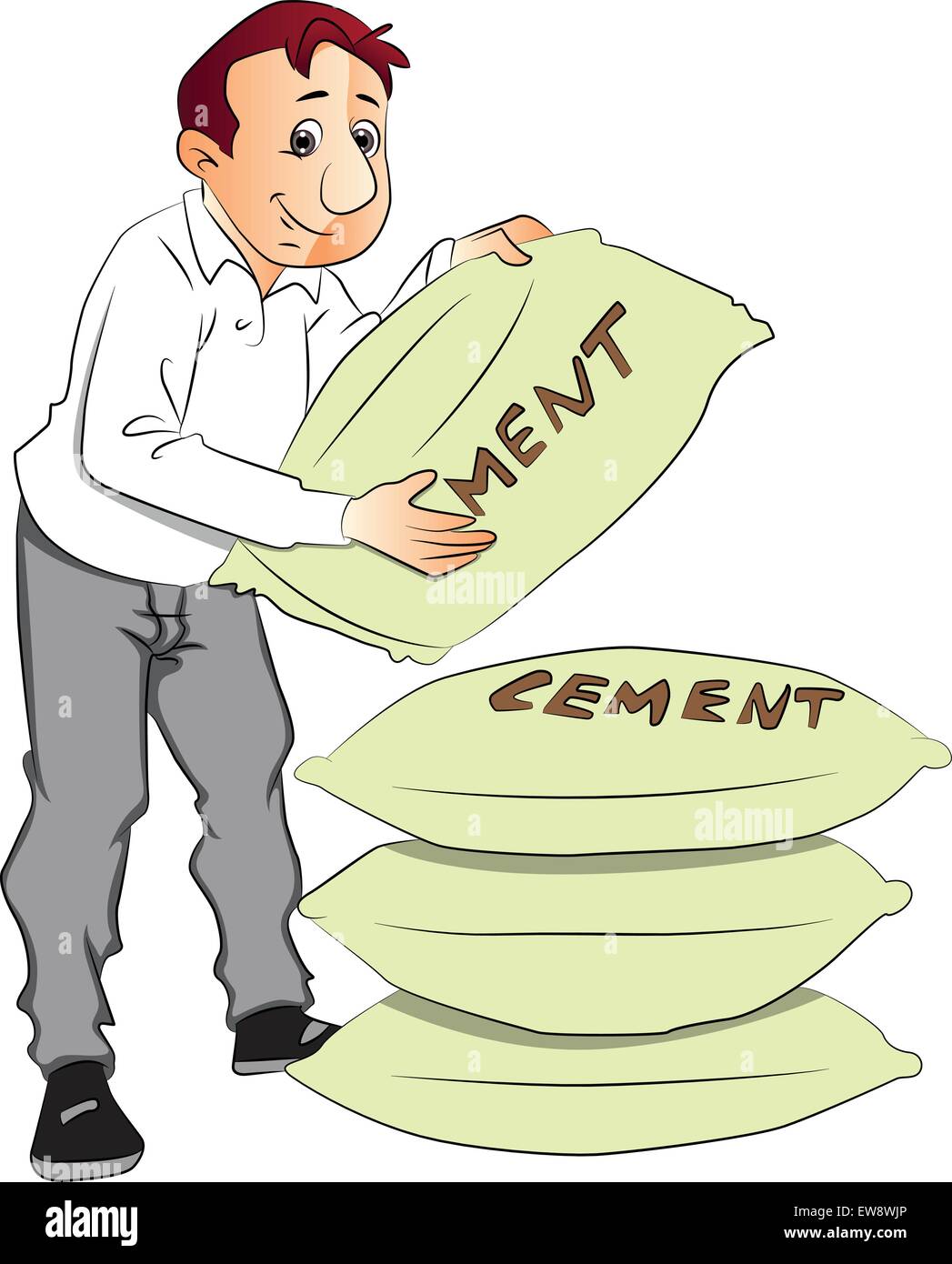 Vector of construction worker holding heavy cement sack Stock Vector ...