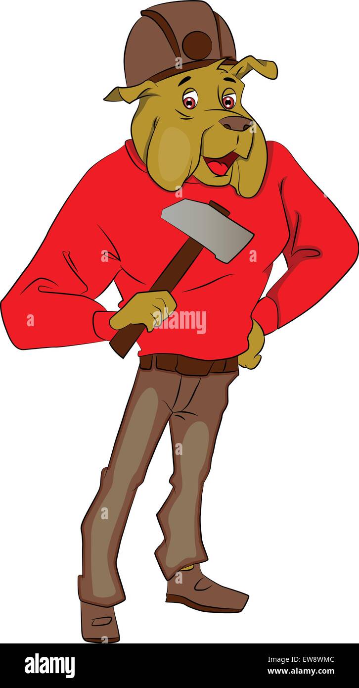 Vector illustration of a cute boxer dog holding an axe Stock Vector ...
