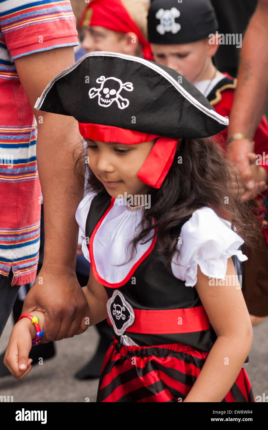 Young girl dressed as pirate at.Harry Paye Day, Poole in June Credit ...
