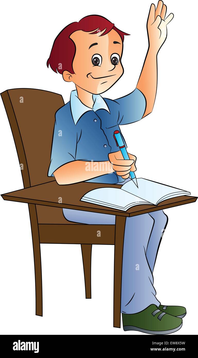 Student raise hand vector hi-res stock photography and images - Alamy
