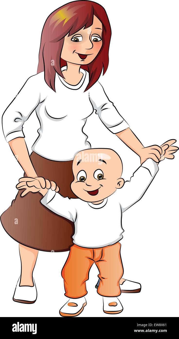 Mother son holding kid Stock Vector Images - Alamy