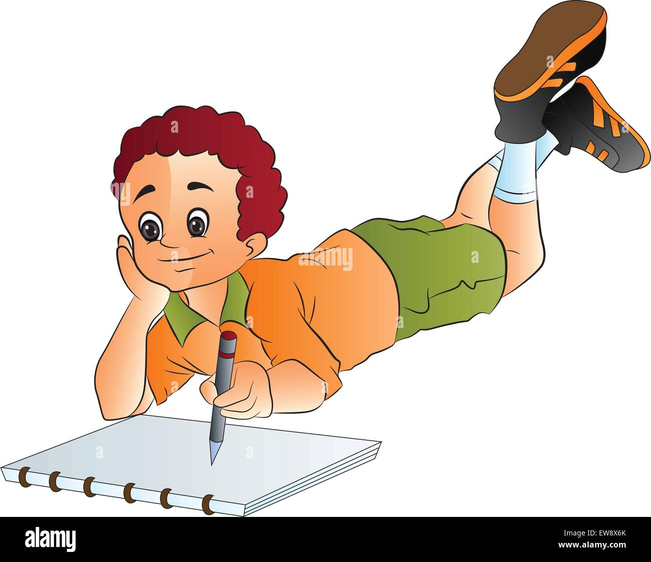 Boy Drawing on a Sketchpad, vector illustration Stock Vector Image ...