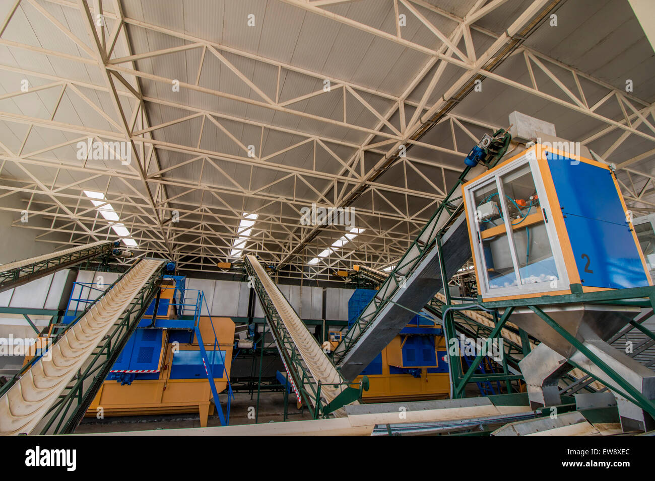 View of a modern processing unit machinery for olive oil Stock Photo ...
