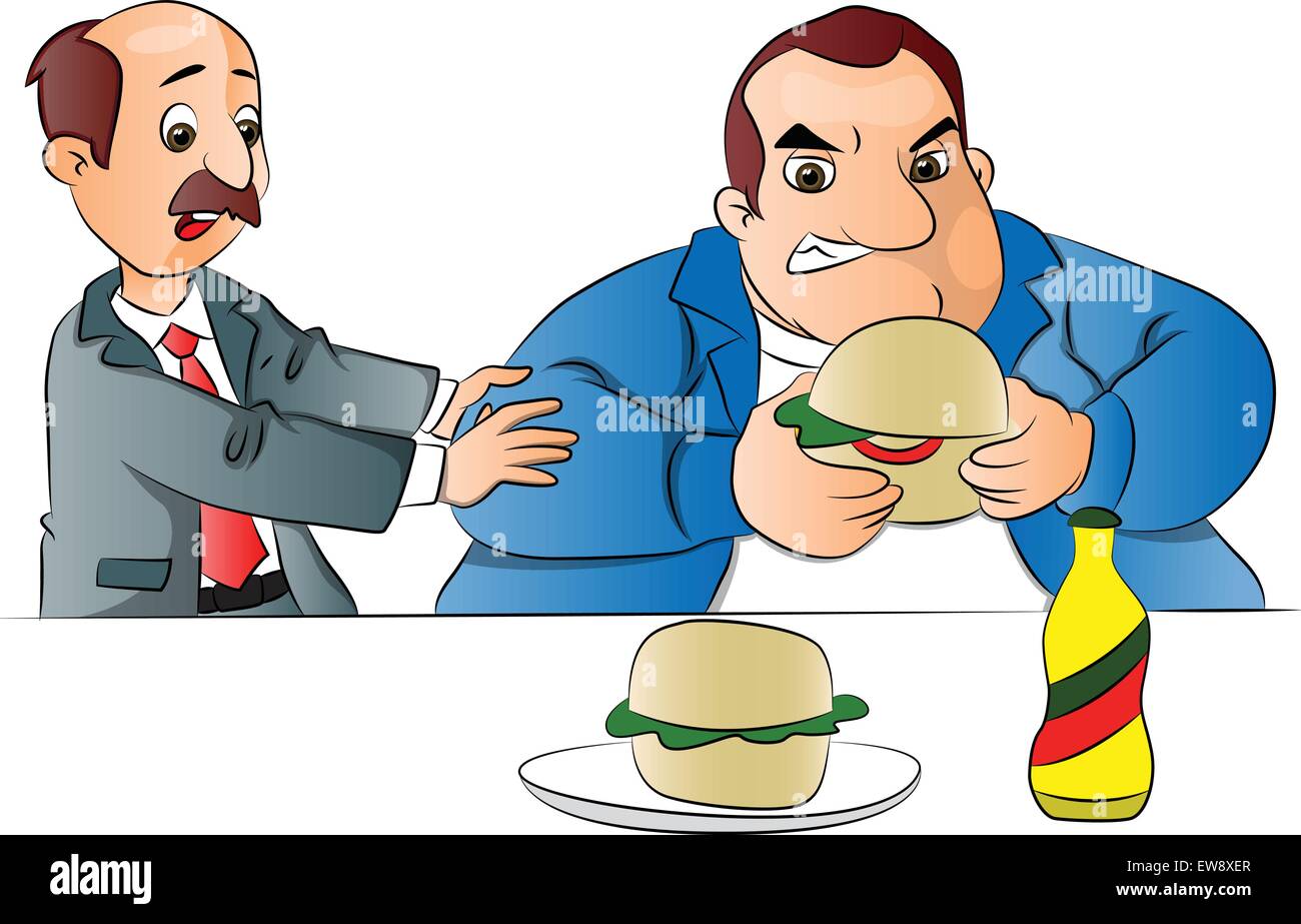 Cartoon illustration hungry men eating hi-res stock photography and ...