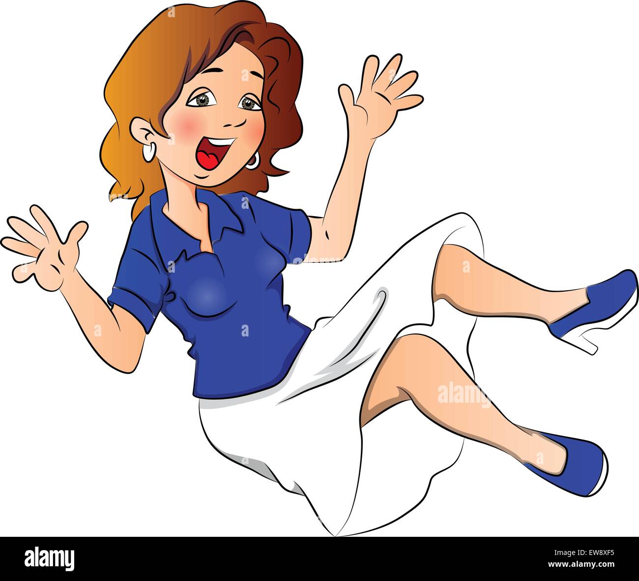 Vector illustration of a scared woman falling down Stock Vector Image ...