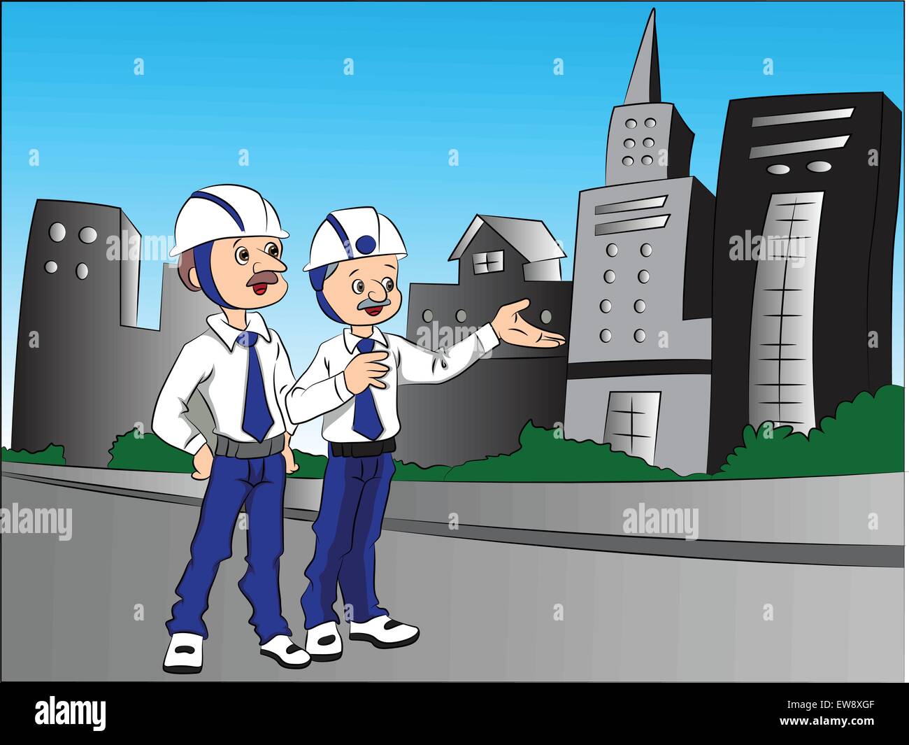 Men working on a building site Stock Vector Images - Alamy
