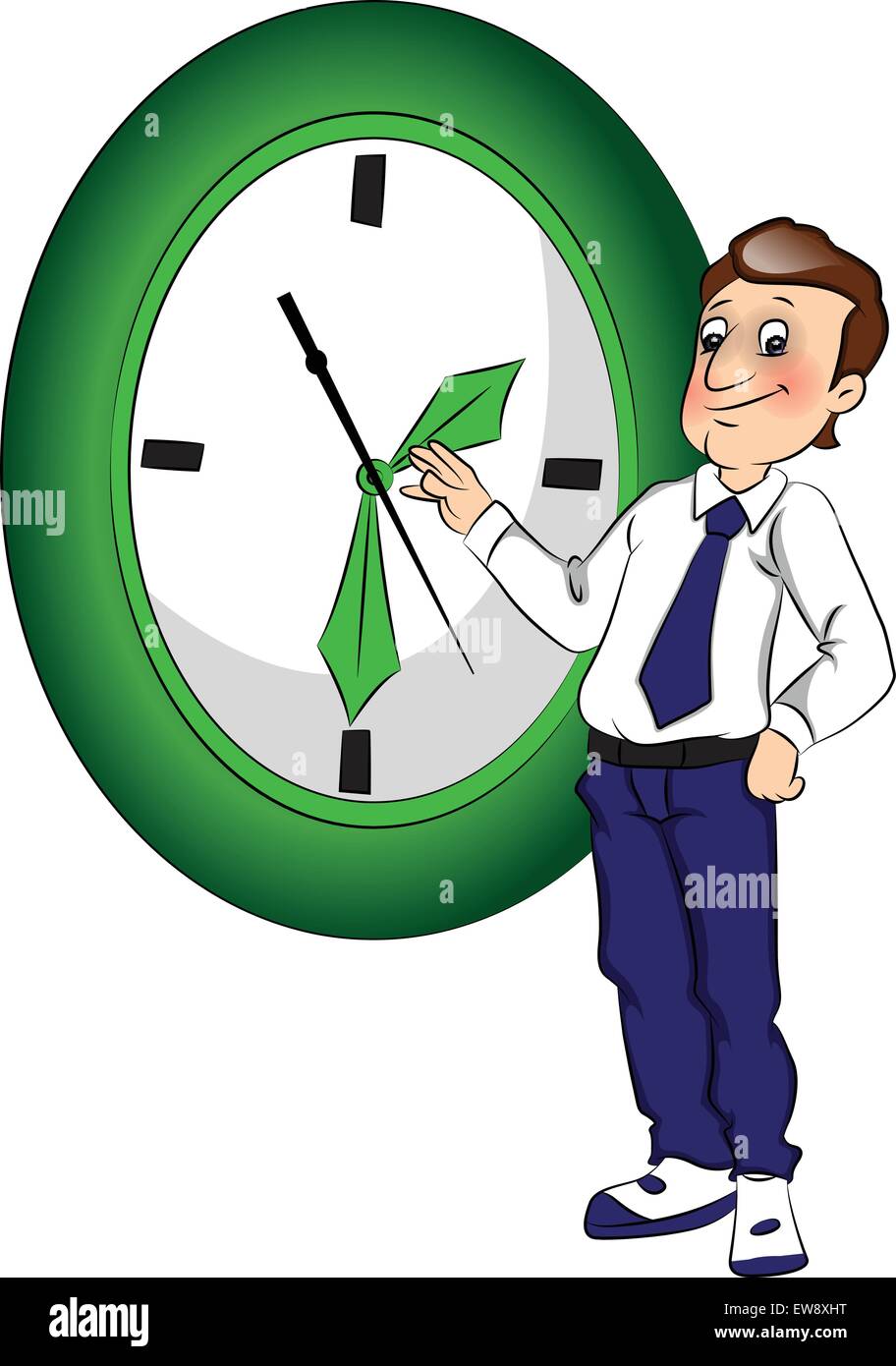 Vector illustration of businessman showing clock, time management ...