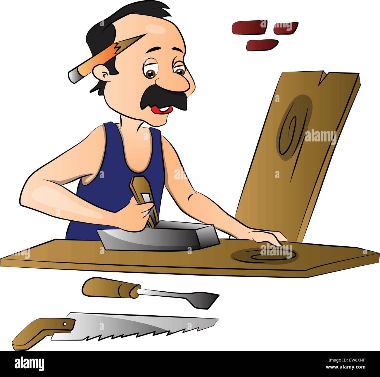 Frame carpenter working on frame Stock Vector Images - Alamy