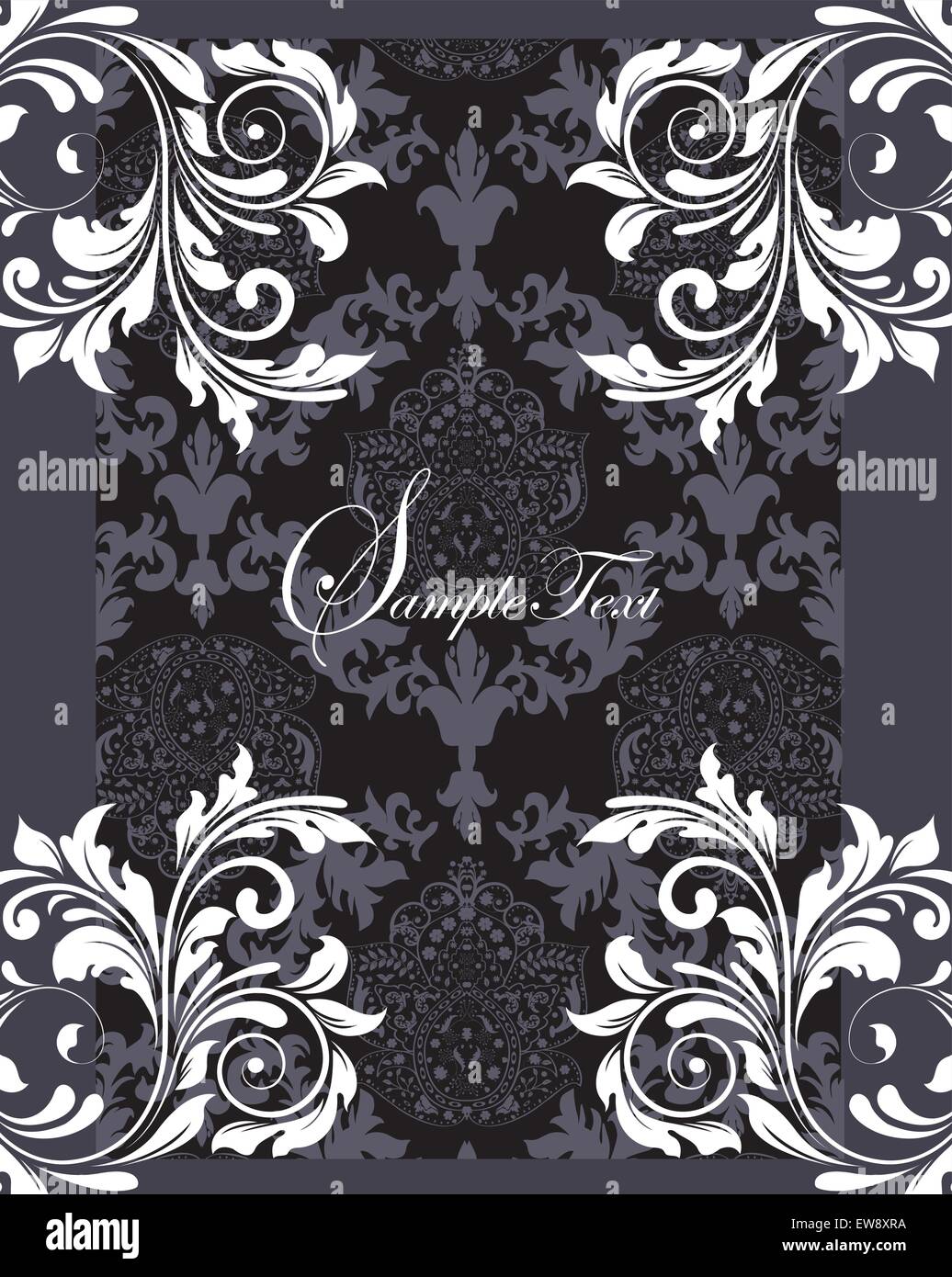 Vintage invitation card with ornate elegant abstract floral design ...