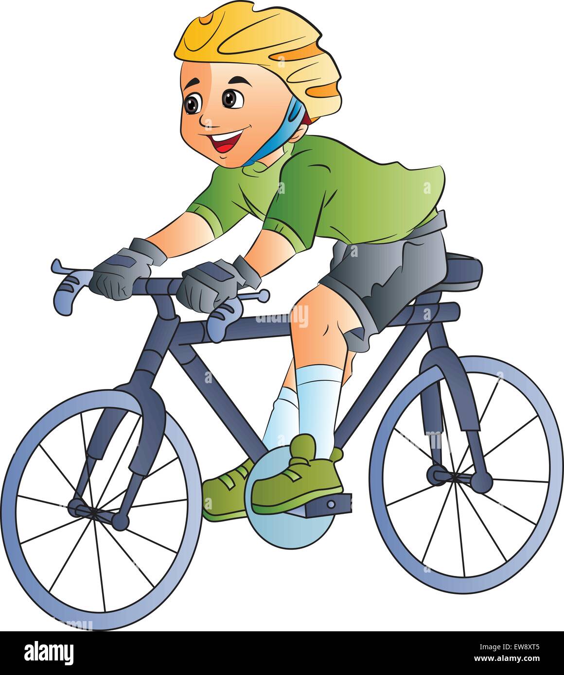 Boy riding his bicycle Stock Vector Images - Alamy