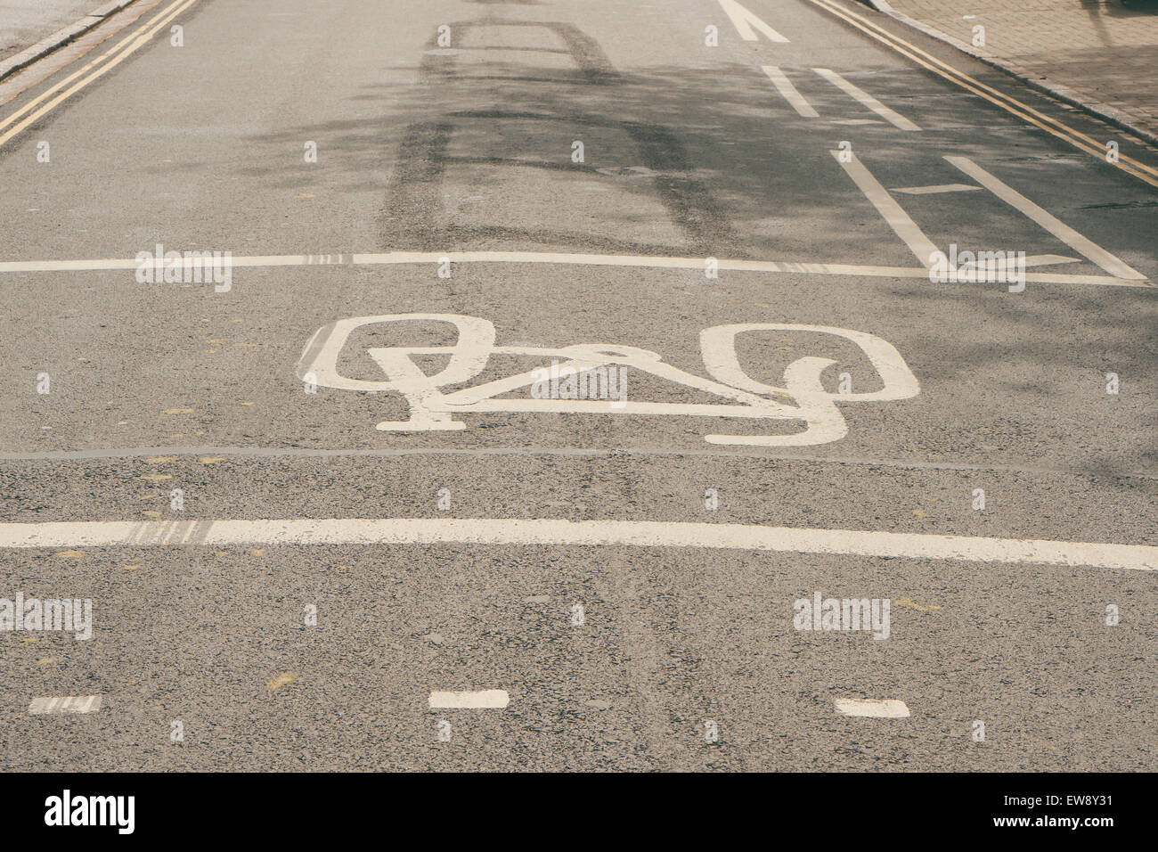 Bicycle stop lane at traffic light, UK Stock Photo - Alamy