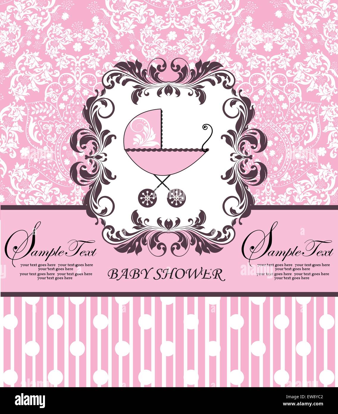 Vintage baby shower invitation card with ornate elegant retro abstract ...