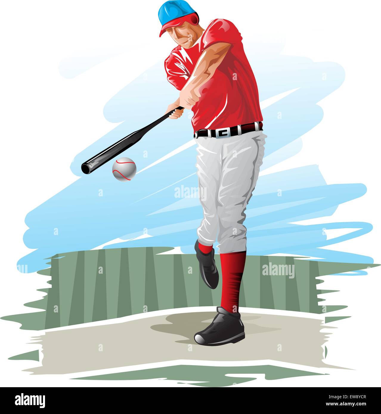 Baseball player, batter, vector illustration Stock Vector Image & Art ...