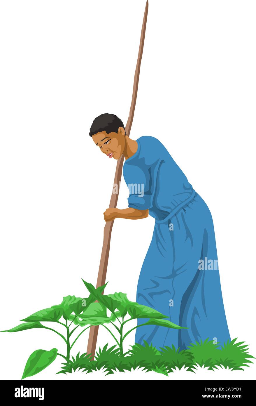 Farmer Working In Field Cartoon