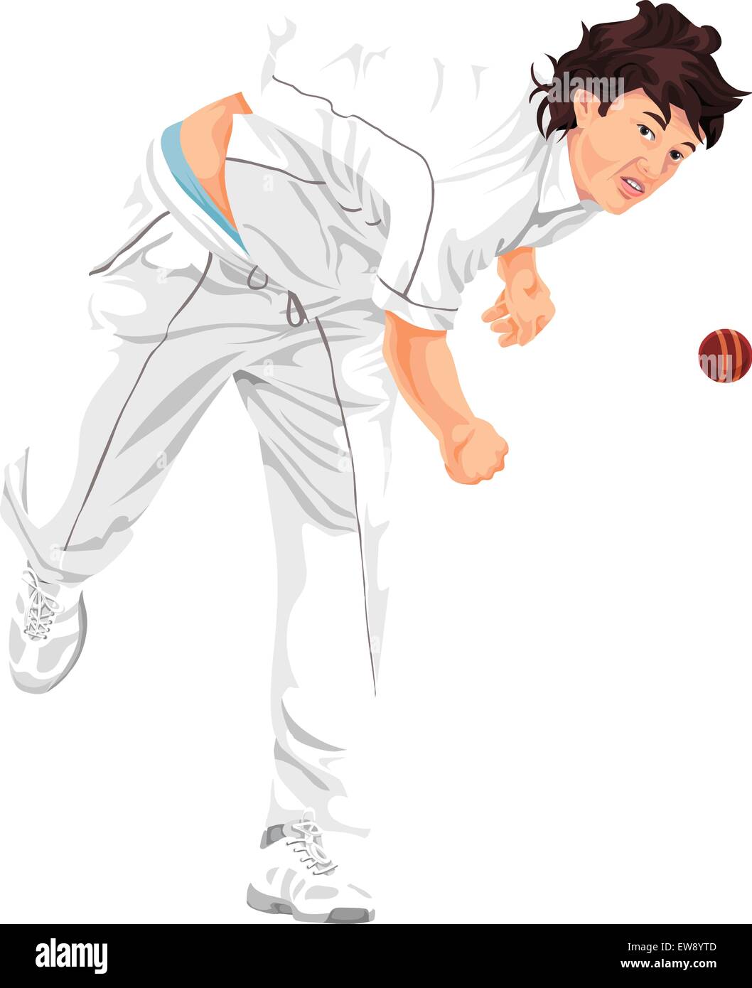 Vector illustration of cricket bowler propelling the ball Stock Vector ...
