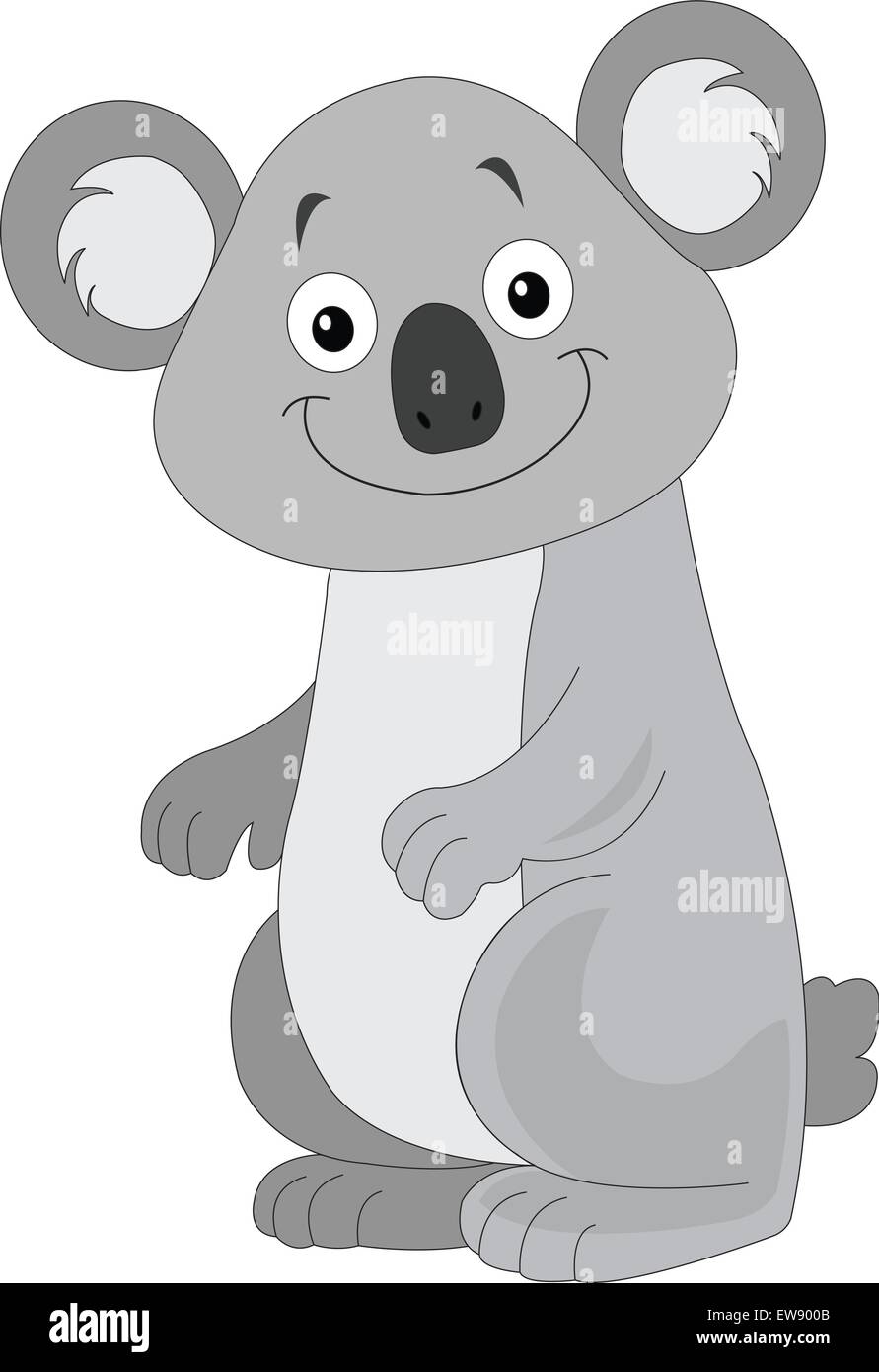 Cute smiling grey koala, vector illustration Stock Vector Image & Art ...