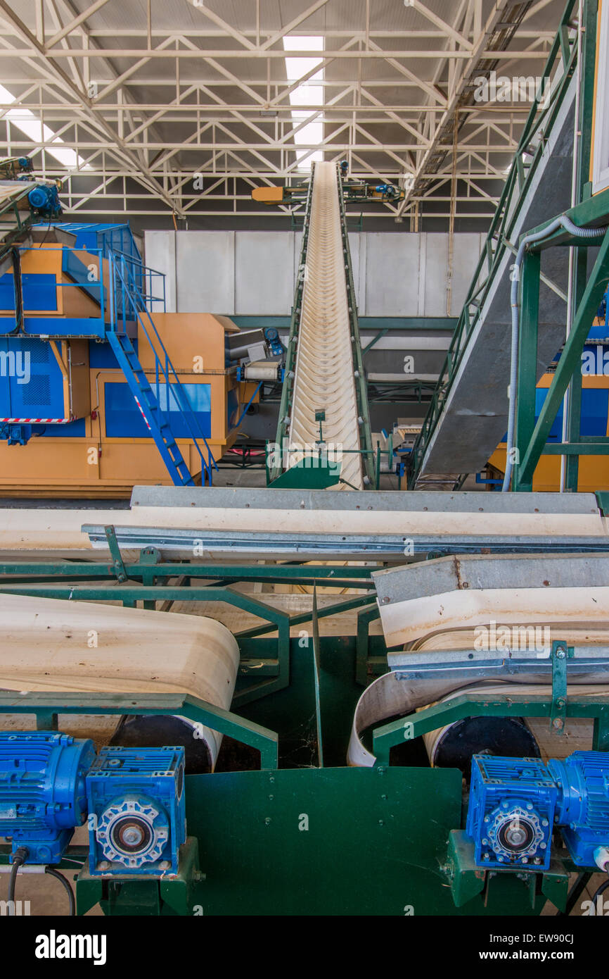 View of a modern processing unit machinery for olive oil Stock Photo ...