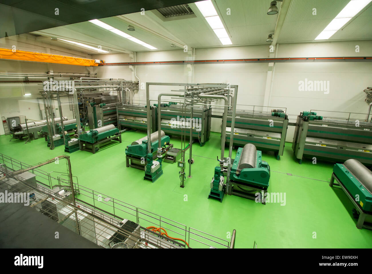 View of a modern processing unit machinery for olive oil Stock Photo ...