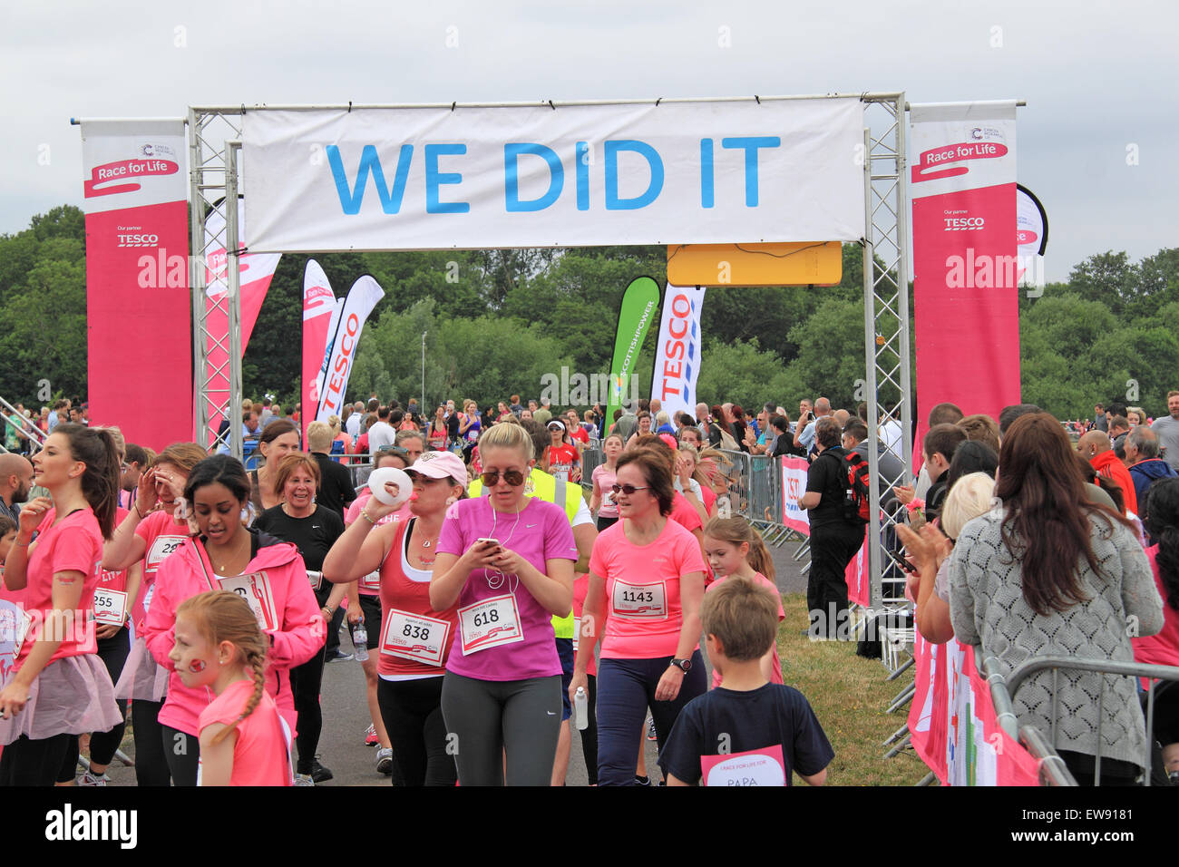 Finishing line at 'Race for LIfe' women-only charity fundraising ...