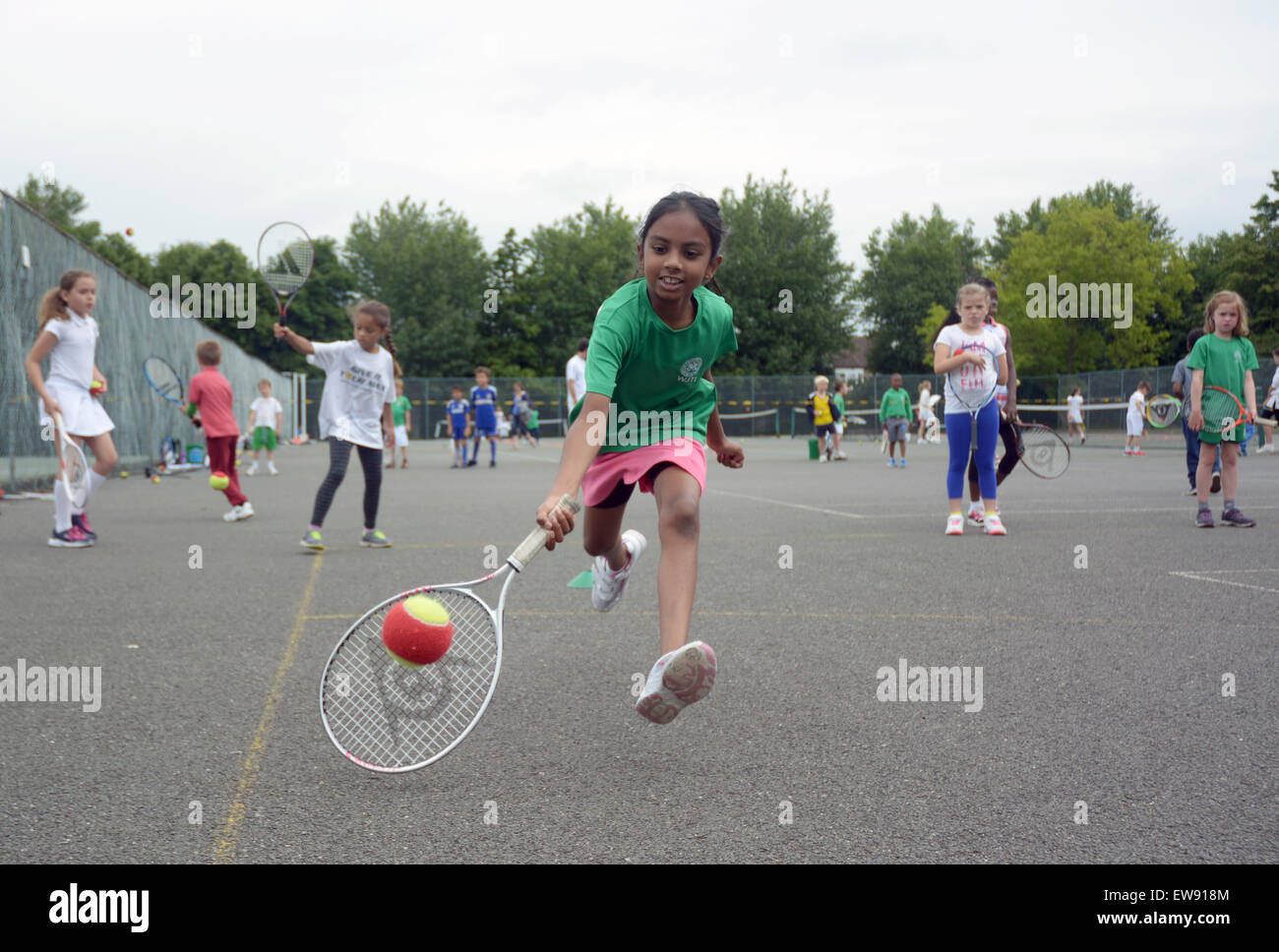 Picture shows members of the Wimbledon Junior Tennis Initiative (WJTI ...