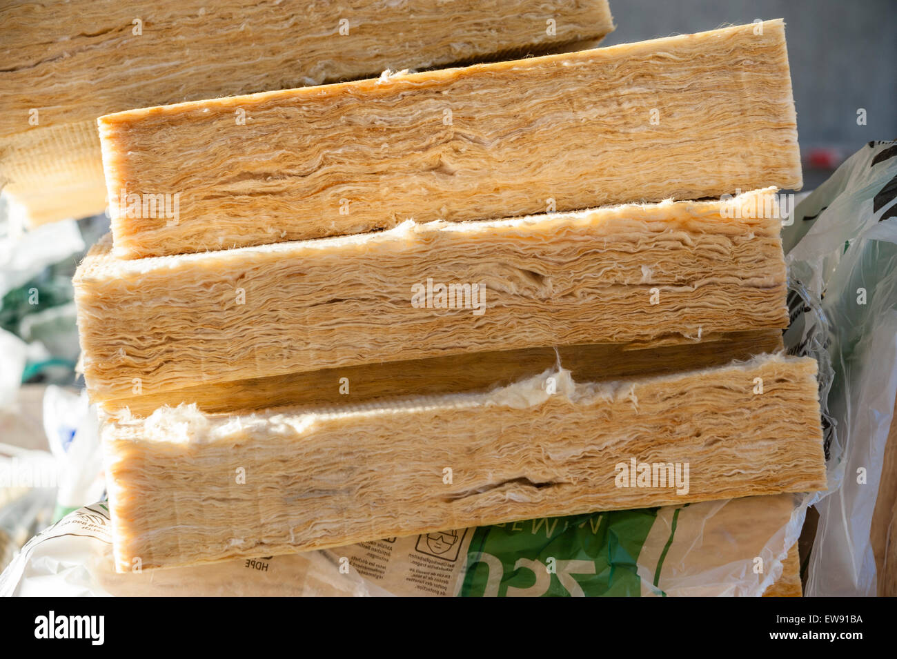 Stack of mineral wool (rockwool) for energy insulation of buildings ...