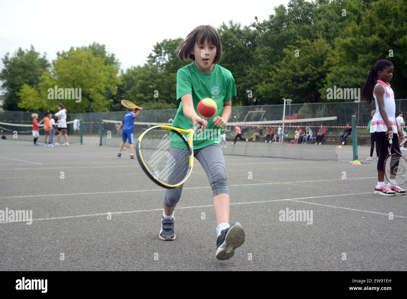 Picture shows members of the Wimbledon Junior Tennis Initiative (WJTI ...