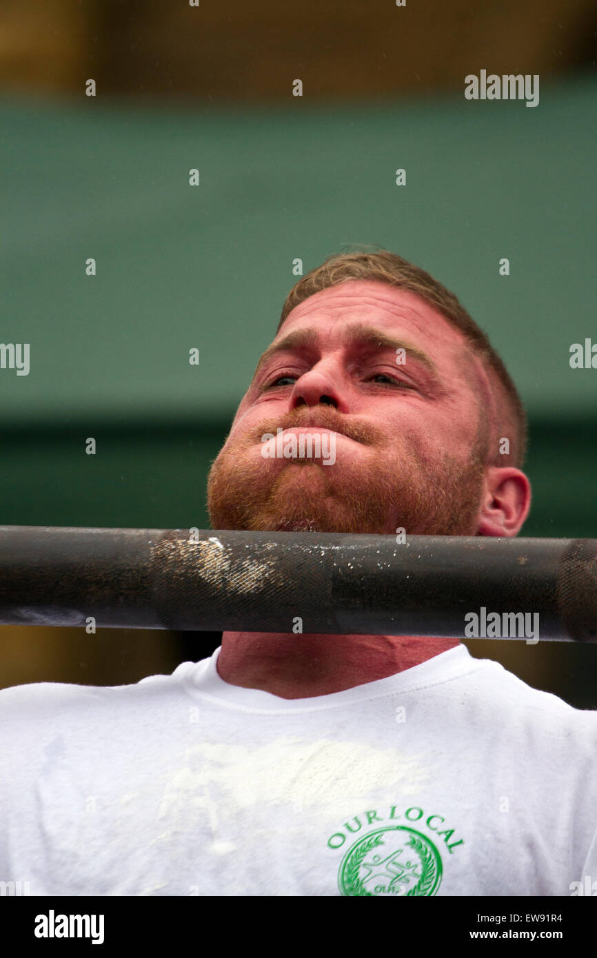 St Johns Square, Blackpool, Lancashire. 20th June, 2015. Strongmen go ...