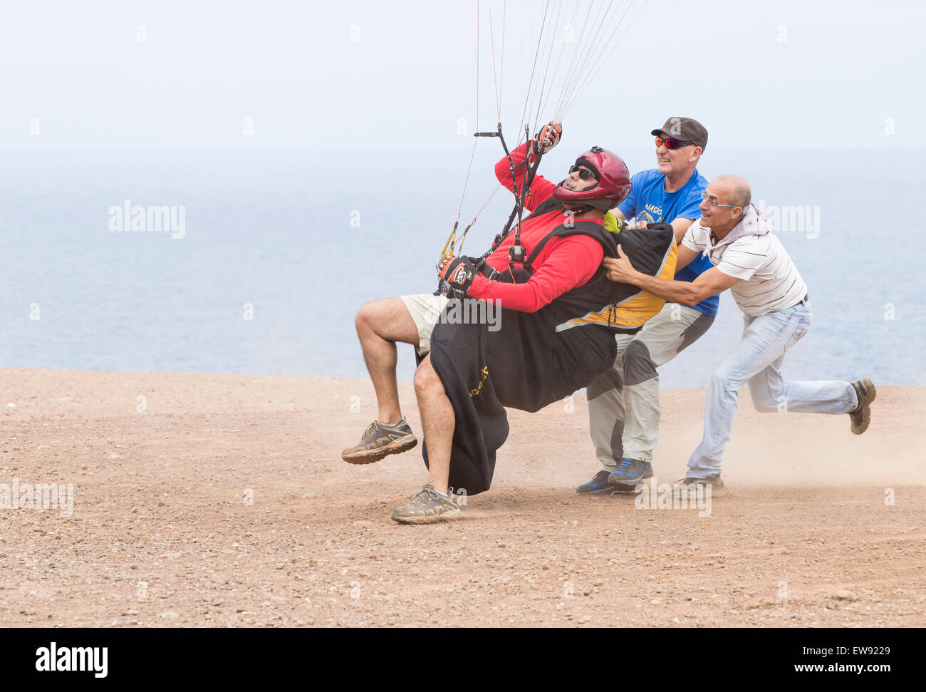 Paraglider/Paragliding take off point on cliff overlooking Atlantic ...