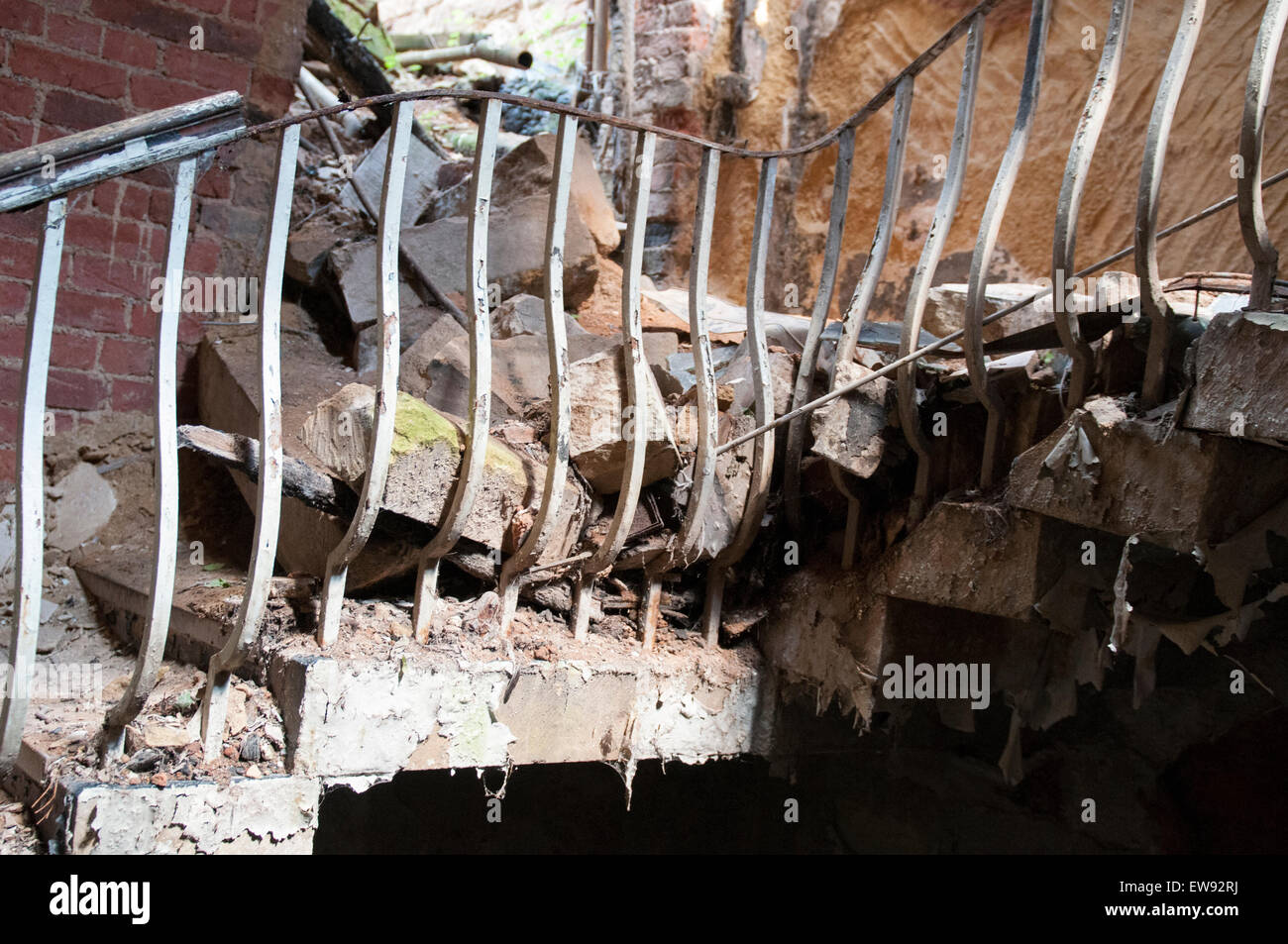 Broken staircase inside Nocton Hall in Lincolnshire, England UK Stock ...