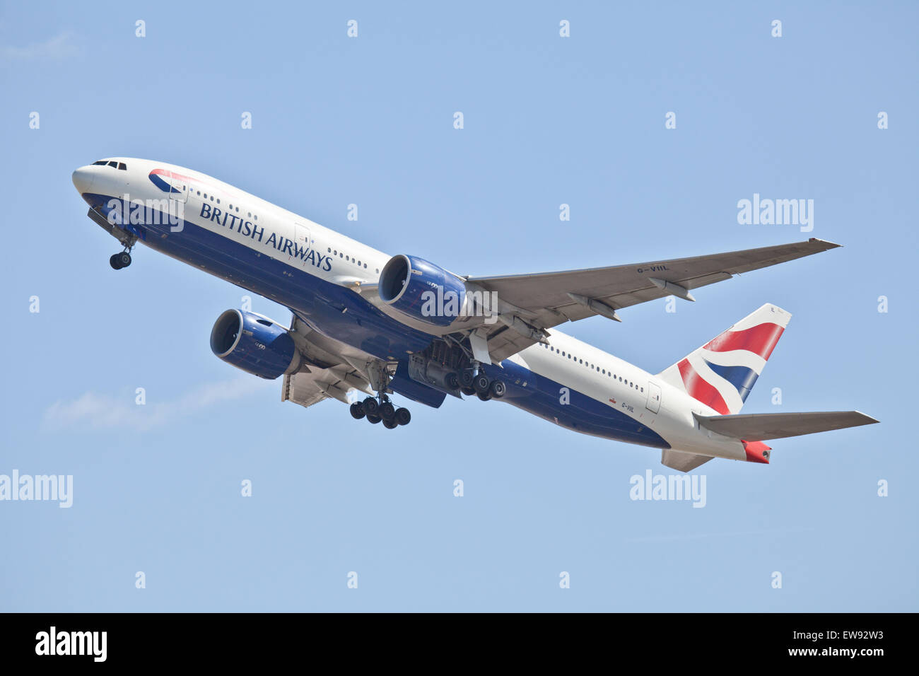 British Airways Boeing 777 G-VIIL departing London-Heathrow Airport LHR ...