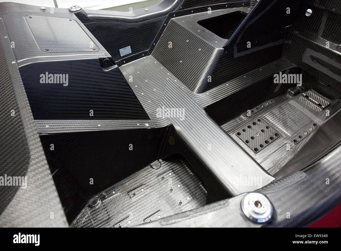 Interior view of the GTA GT500 monocoque displayed at the 2014 Super GT ...