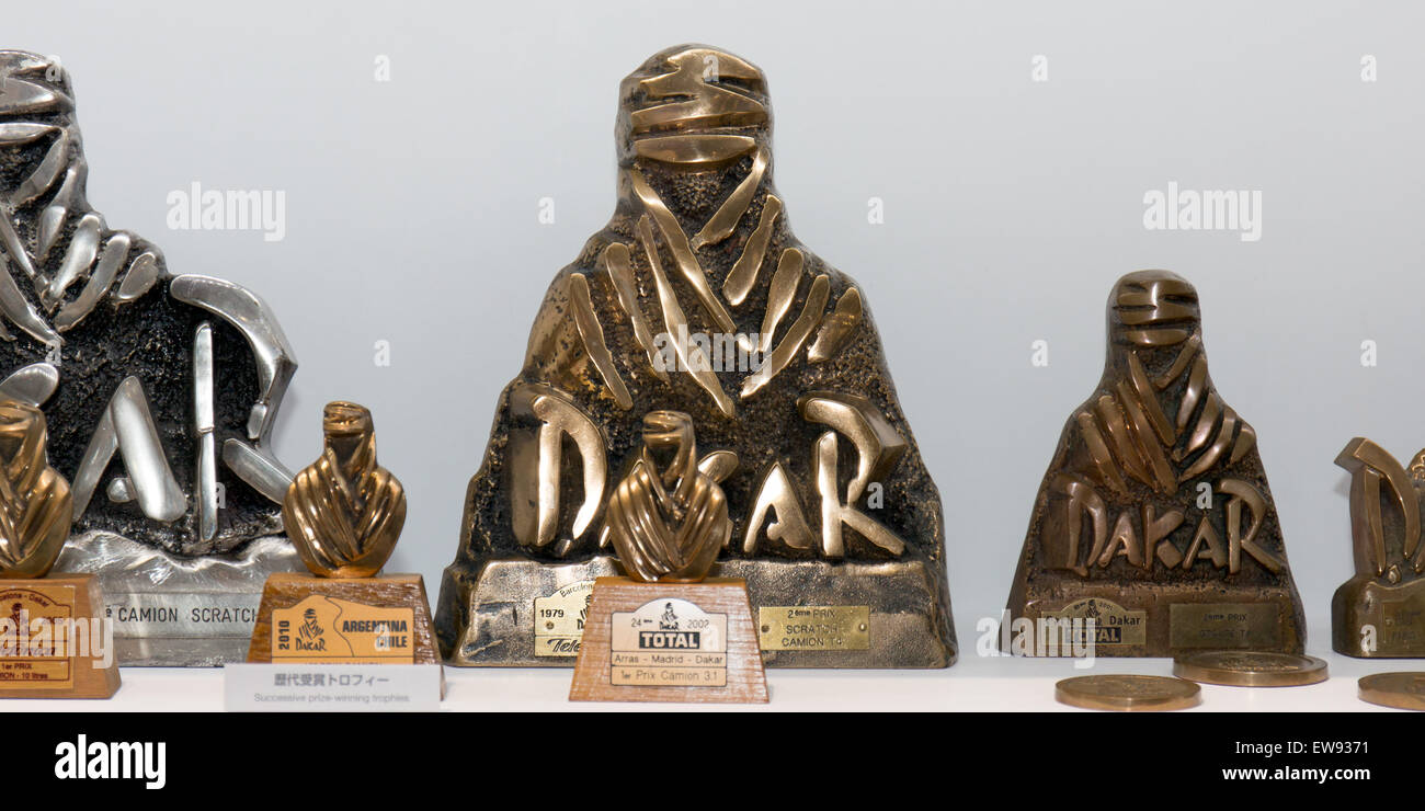 Hino Team Sugawara's Dakar Rally trophies showcased at the 2013 Tokyo ...