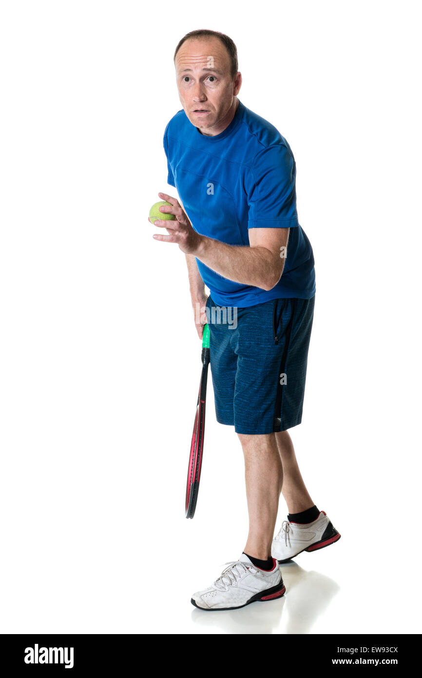 Tennis action shot. Serve. Studio shot over white Stock Photo - Alamy