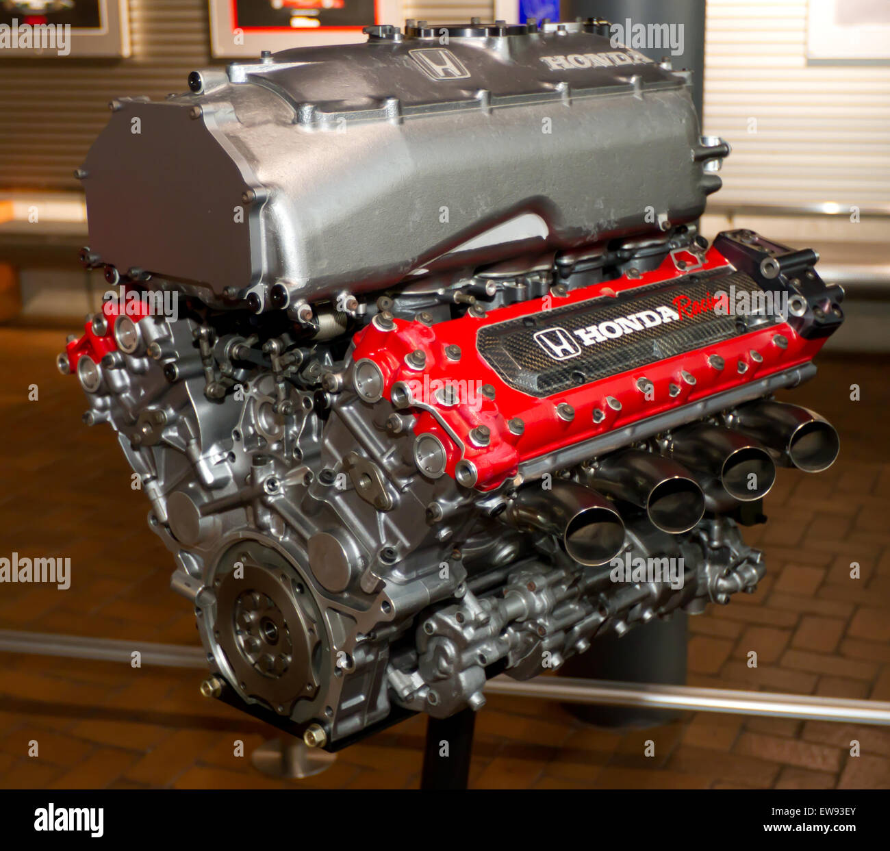 The Honda HRR engine, displayed at the Honda Collection Hall, a ...
