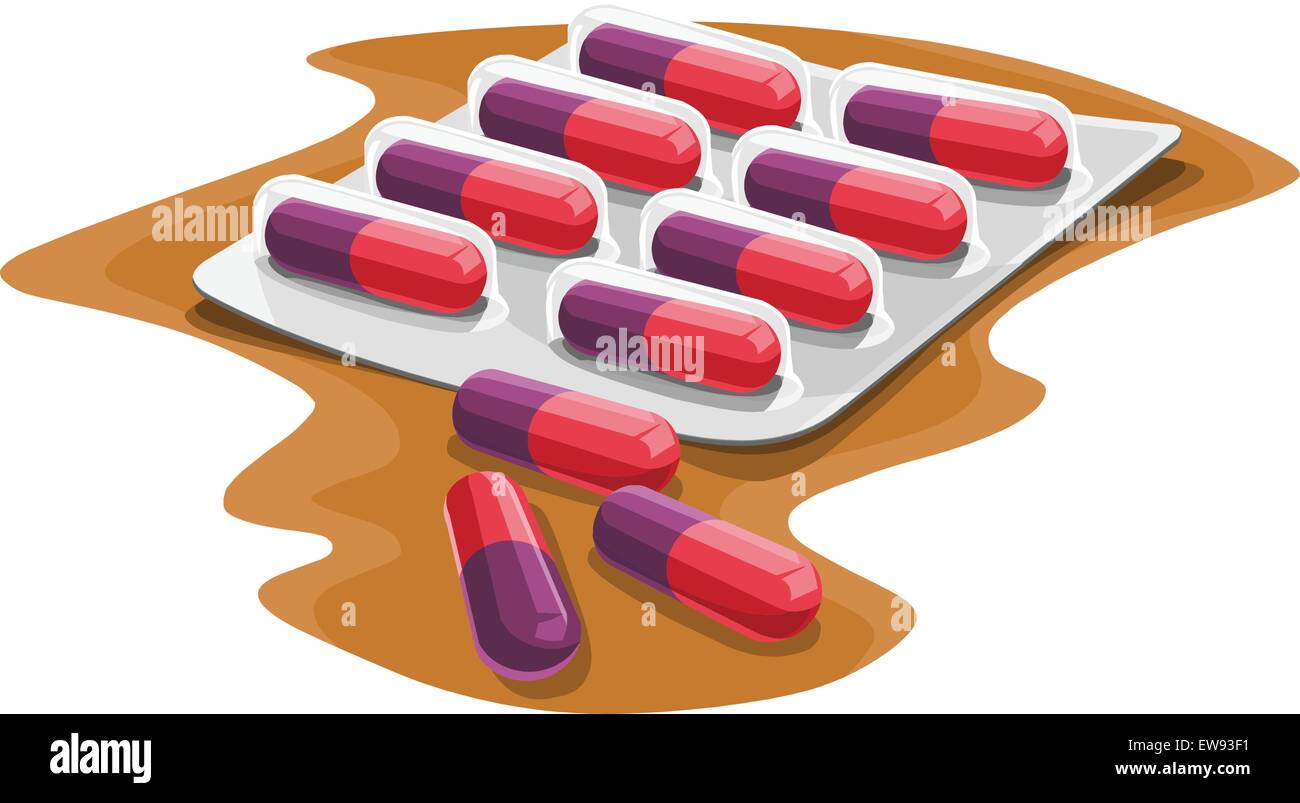 Vector illustration of prescription capsule in strip Stock Vector Image ...