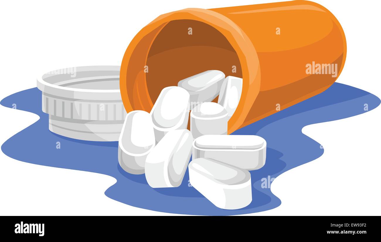 Vector illustration of prescription tablets and bottle Stock Vector ...