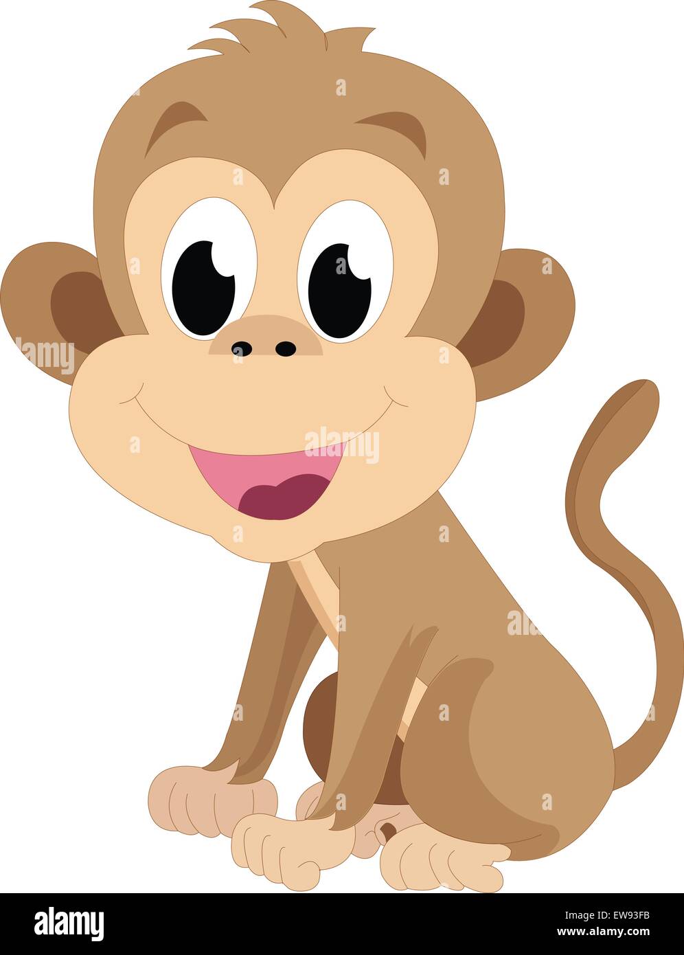 Baby monkey, brown, smiling, vector illustration Stock Vector Image ...