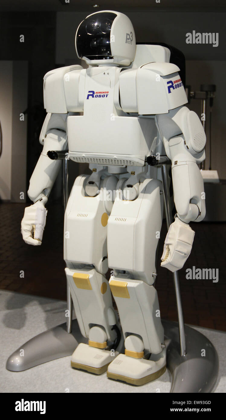 The Honda P3 humanoid robot, displayed at the Honda Collection Hall, an ...