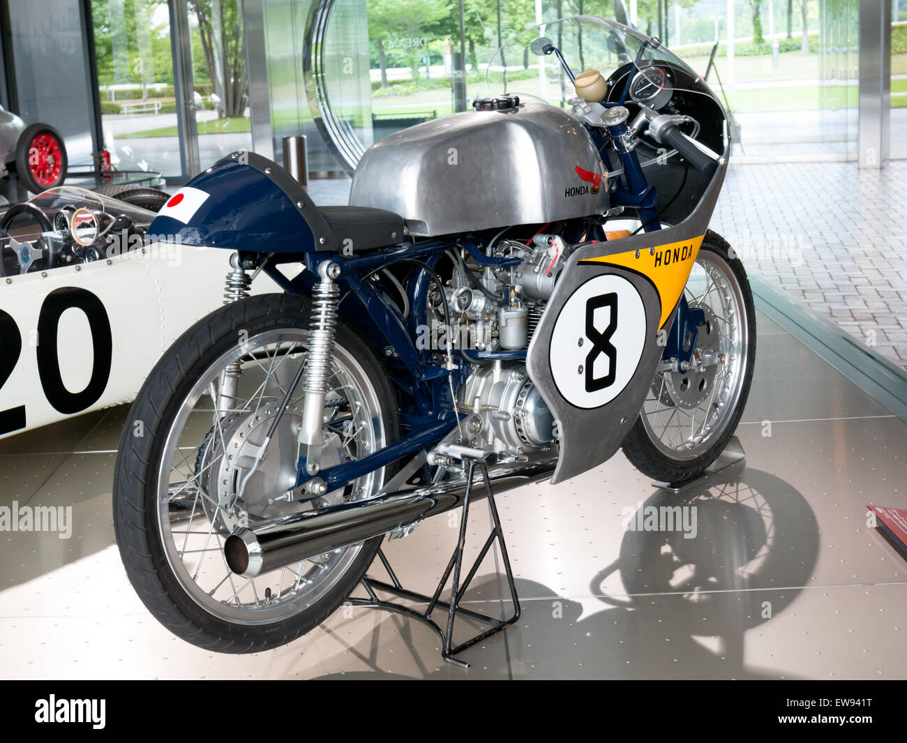 The rear-right view of the Honda RC142, displayed at the Honda ...
