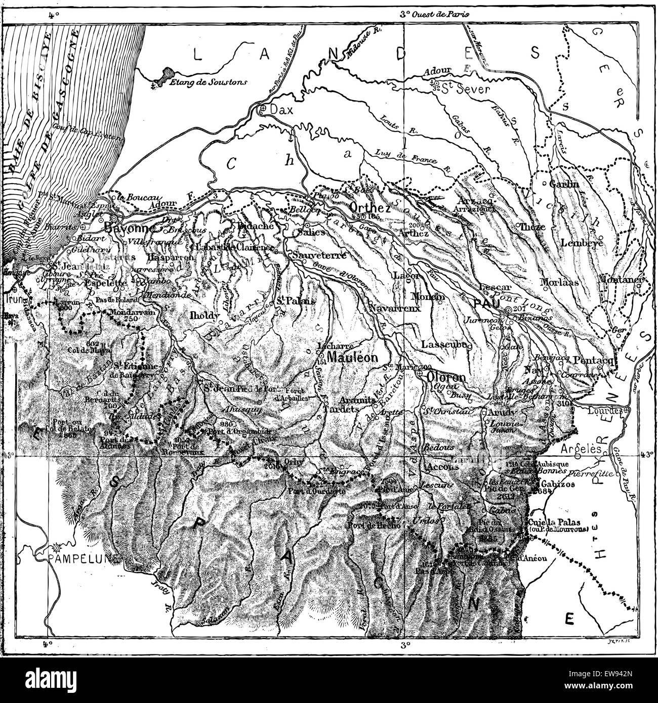 Pyrenees atlantiques vector map hi-res stock photography and images - Alamy