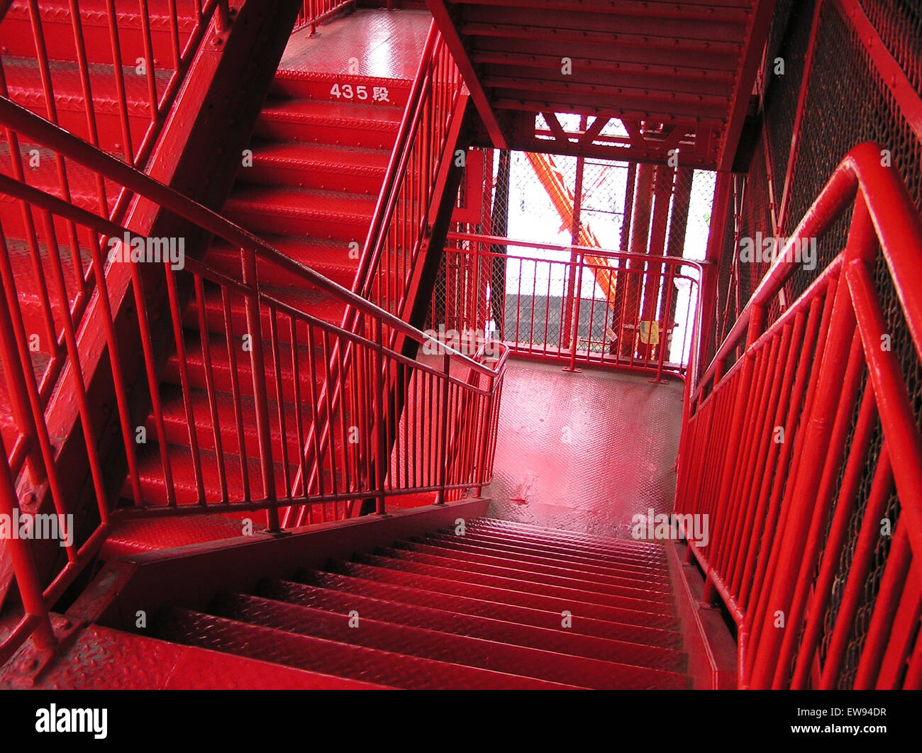 Climbing the Tokyo Tower stairs on May 4, 2004, offering a unique ...