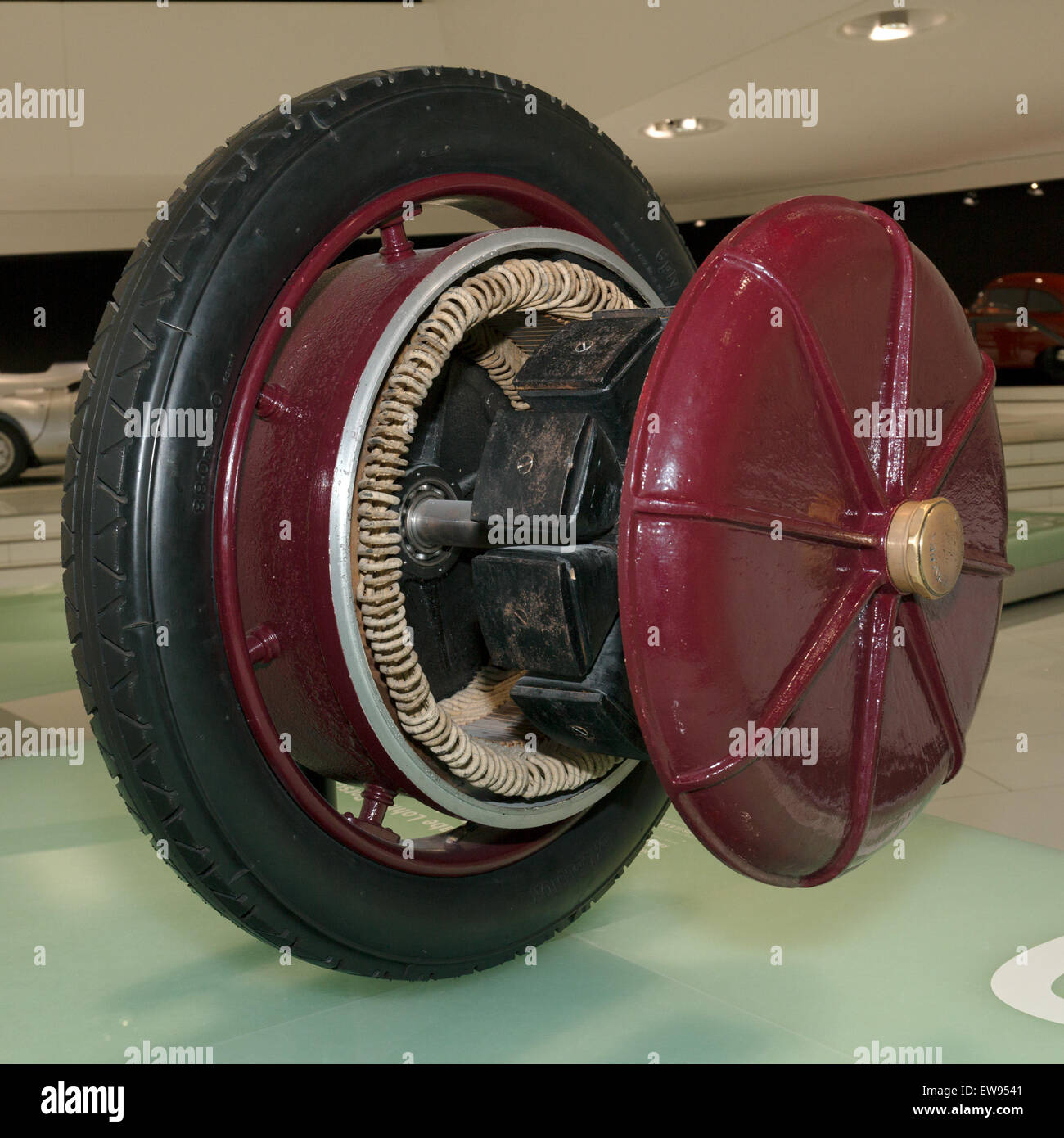 The Lohner-Porsche electric wheel hub motor, displayed at the Porsche ...
