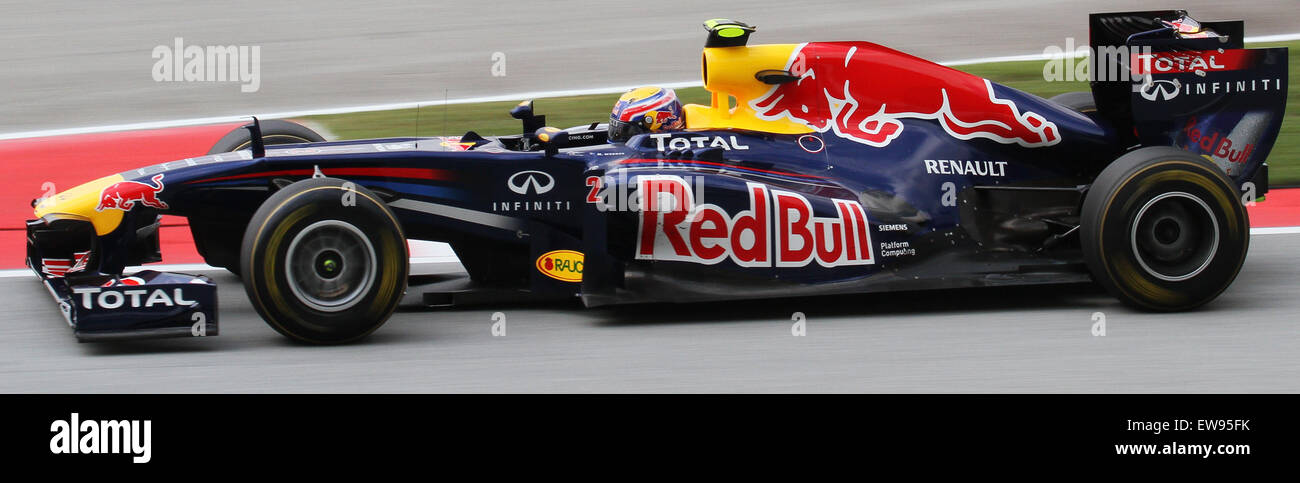 Mark Webber in FP2 at the 2011 Malaysian Grand Prix, fine-tuning his ...